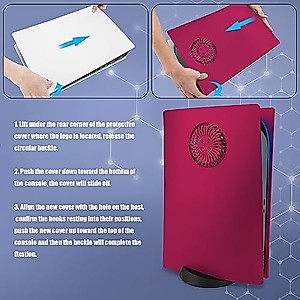 SIKEMAY PS5 Face Plates for Playstation 5 Console Disc Edition, PS5 Accessories ABS PS5 Cover Plates with Fan Vents, Hard Shockproof Anti-Scratch Replacement Protective Shell PS5 Cosmic Red Plates