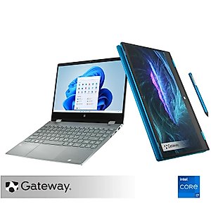Gateway 2-in-1 Elite Notebook, 14.1" Touchscreen IPS FHD Display, 11th Gen Intel Core i7-1165G7, 8GB RAM, 512GB SSD, Backlit Keyboard, THX Spatial Audio, 2MP Camera, WIFI6, USB-C, Win 11 Pro