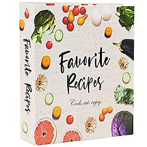 Recipe Binder, 3 Ring Organizer Kit 8.5x11 in. Book Binder with 16 Dividers & 32 Labels & 50 Plastic Sleeves. DIY Family Cookbook for Favorite Printed & Write in Recipes. (Vegetable)
