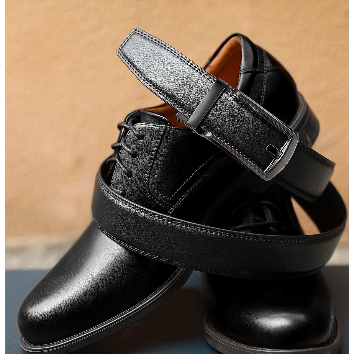 CHAOREN Mens Dress Belt - Ratchet Belt Leather 1 1/4" Comfort Click - Perfect Companion to Mens Dress Shoes