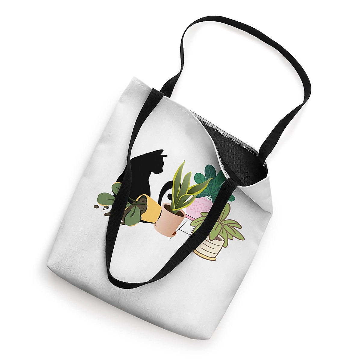 Black Cat Plays in the Plants Naughty Kitty Plant Lover Tote Bag