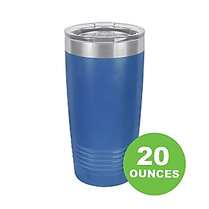 20-Ounce Vacuum Insulated Stainless Steel Tumbler Customized Etched Double-Walled Laser Engraved Coffee Blue BPA-Free Mug, Lid, License to drill Dentist, Personalized Hot/Cold Insulated