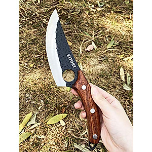 Kitory Meat Cleaver 6", Viking Knife Butcher Boning Knife Forged Fishing Fillet & Bait Knives, Full Tang Multipurpose Man Sharp Kitchen Chef Knife for Home, BBQ, Camping, Outdoor, Deboning, Survival