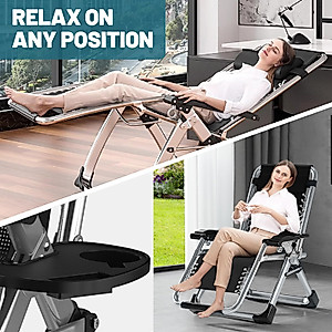 NAIZEA Living Room Chairs Folding Chair Recliner Chair for Living Room, Folding Lounge Chair Reclining Patio Chairs with Mattress for Indoor Outdoor, Adjustable Folding Cots Sleeping Cots for Adults