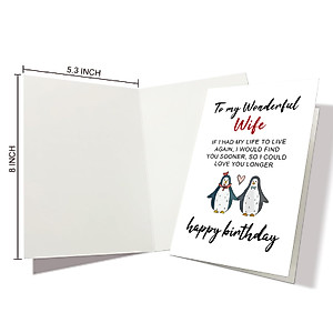 Nchigedy Birthday Card for Wife - Smooth, Heavy Card Stock, Blank Inside, Gold Envelope