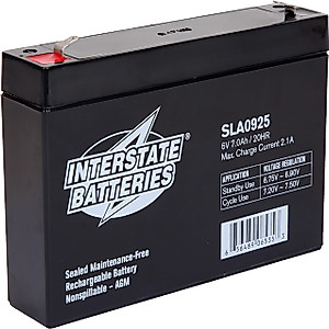 Interstate Batteries 6V 7Ah Battery (F1 Terminal) SLA AGM VRLA Rechargeable Replacement for Electric Fences, UPS Backup Systems, Solar, Medical Devices (SLA0925)