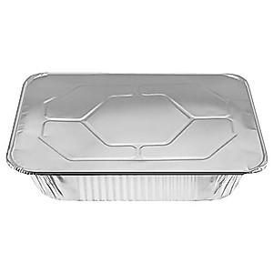NYHI 9" x 13 ” Aluminum Foil Pans With Lids (10 Pack) | Durable Disposable Grill Drip Grease Tray | Half-Size Deep Steam Pan and Oven Buffet Trays | Food Containers for Catering, Baking, Roasting'
