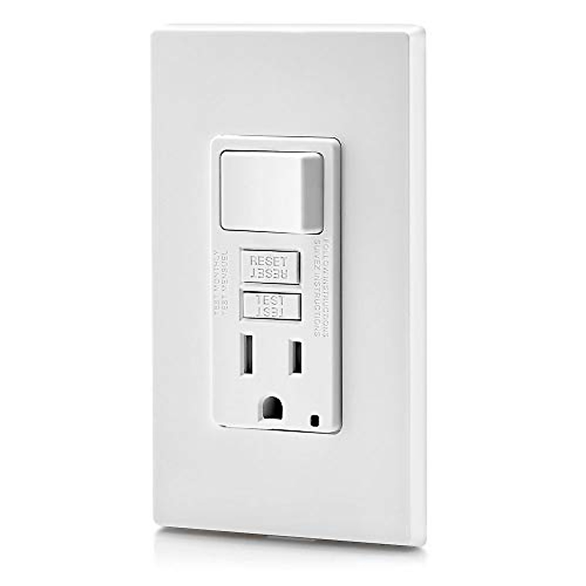 Leviton GFSW1-W Self-Test SmartlockPro Slim GFCI Combination Switch Tamper, White & 80409-W 2-Gang Decora/GFCI Device Wallplate, Standard Size, Thermoset, Device Mount, White