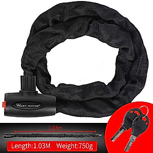 MGUOTP Bicycle Lock Bicycle Lock Road Bike Safety Anti-Theft Chain Lock with Outdoor Cycling Bicycle Accessories Bike Lock Bike Locks (Color : 1.03M) (Color : 1.03m)