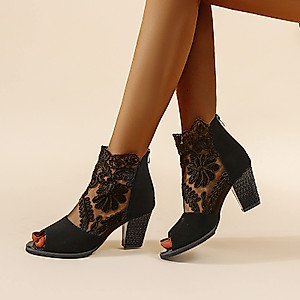 sparkly boots knee high mesh lace back zipper chunky high heel fish mouth short boots high heel side zipper glitter knee high boots garden boot