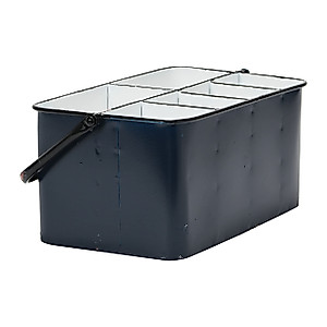 Creative Co-Op Farmhouse Metal Storage Caddy with 6 Compartments and Handle, Distressed Blue and White