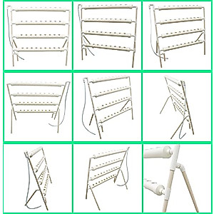INTBUYING Hydroponic36Holes Plant Site Grow Kit Hydroponics Growing System Garden System Vegetable Ladder Style-4 Pipes 4 Layer （Outer Set Hose）