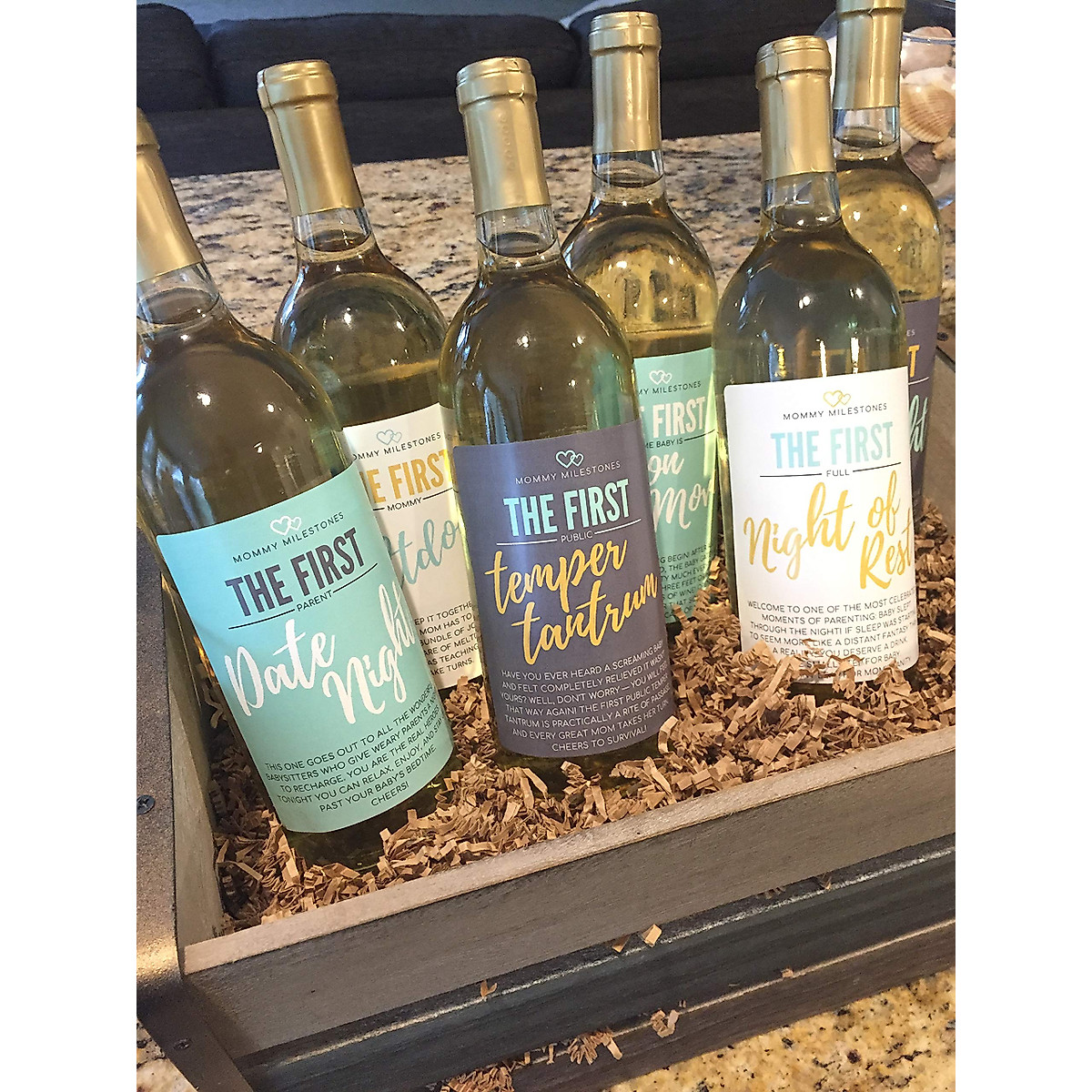 6 Mommy's First Milestone Wine Labels and Stickers, Great Baby Shower and Pregnancy Gift Ideas for Mom To Be, Funny Mom's First Moments After Having New Baby Girl or Boy – By Harper & Ivy Designs