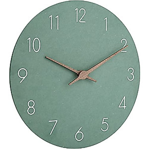 Wall Clock 12 Inch Large Wall Clocks Battery Operated Rustic Wooden Modern Silent Wall Clock Round Easy to Read Non Ticking Analog Clock for Bedroom Living Room Office Kitchen Bathroom Home Deoor