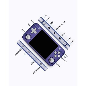 RG351P Handheld Game Console, Retro Game Console Open Linux System 3.5 Inch IPS Screen, Portable Game Console with 64G TF Card and 2500+ Video Game Classic Games 3500mAh Battery (Purple)