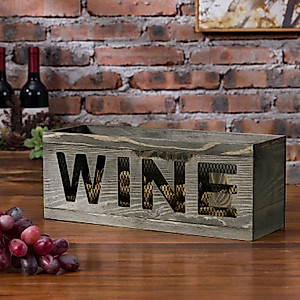 MyGift Wall Mounted Wine Cork Holder - Rustic Gray Wood and Metal Mesh Open Top Wine Accessories Storage Box