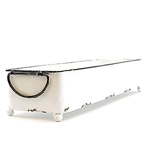 LARGE Rustic White Rectangle Metal Bin - 16.5'' Long - Great for Display or Storage - Silvercloud Trading Co., White with Black