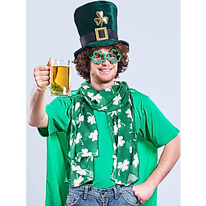 Skylety St. Patrick's Day Printed Scarf Long Shamrock Shawl Irish Theme Scarf for Holiday Outfits Accessories (Green Background, 1 Piece)