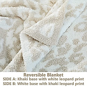Gladcause Leopard Throw Blanket-50 x60 Ultra Soft Micro Plush Blanket, Reversible Leopard Pattern Cheetah Blankets for Couch, Bed, Sofa, Chair, Khaki