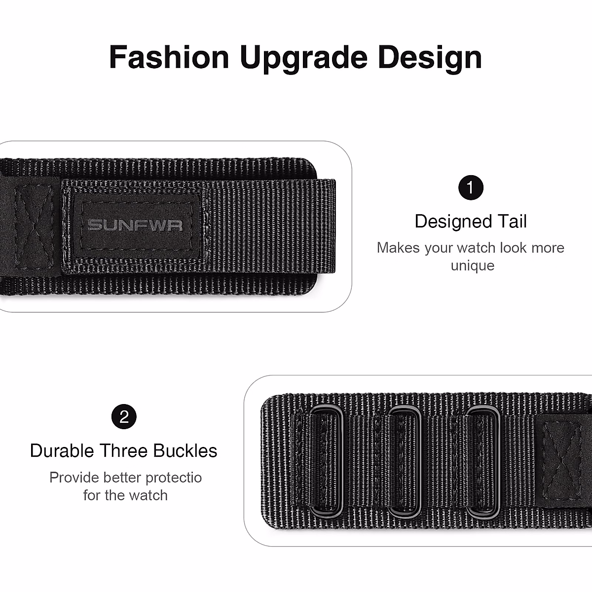 SUNFWR Compatible with Apple Watch Band 49mm 46mm 45mm 44mm 42mm, Rugged Velcro Straps for iWatch Ultra Series 10/9/8/7/6/5/4/3/2/1/SE, Tough Apple Watch Replacement Bands for Men Women