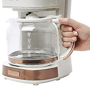 HADEN 75092 Heritage Innovative 12 Cup Capacity Programmable Vintage Retro Home Countertop Coffee Maker Machine with Glass Carafe, Ivory/Copper