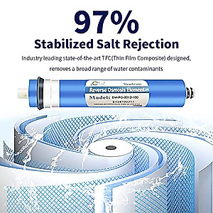 Huining Reverse Osmosis Membrane 100GPD-1812/2012 RO Membrane Housing Kit with 1/4 Quick Connector,Check Valve,Water Pipe,Wrench Whole Set for Residential Household Hospital Water Filtration System