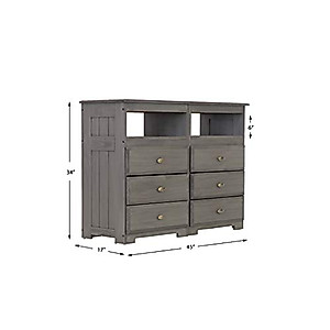 Discovery World Furniture Charcoal 6 Drawer Entertainment Dresser