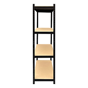 Height Adjustable 4-Shelf Shelving Unit Storage Rack Utility Rack Garage Shelves Display Rack Steel Boltless Rivet Rack, 64" H x 31" W x 16" D, Black