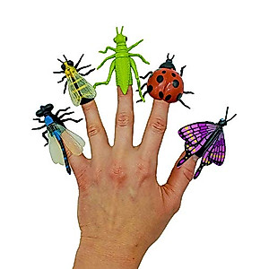 LMC Products Insect Finger Puppets - 12 Finger Puppet Bugs for Kids - Bug Toys