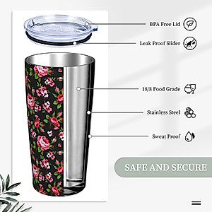 Yaxongx 20oz Tumbler Vibrant Moonflower Double Wall Vacuum Insulated Coffee Mug with Lid and Metal Straw Brush Reusable Stainless Steel Water Bottle Travel Cup Gifts for Car Ice Drinks Hot Beverage