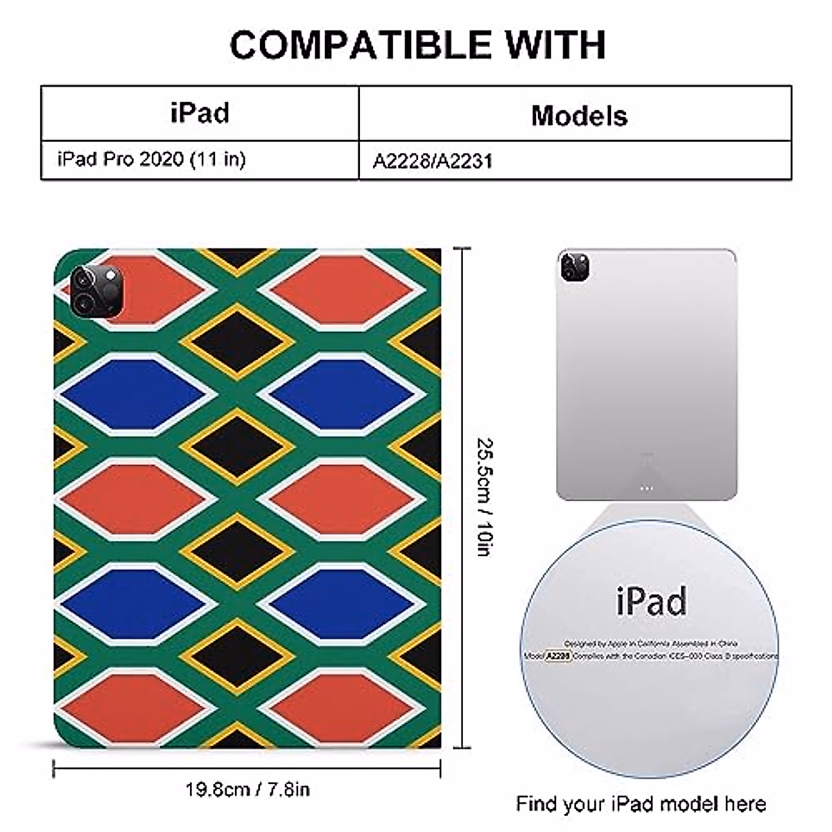 Abstract South Africa Flag Tablet Case Cover Slim Protective Cover Cases with Pencil Holder for IPAD 2020 （10.2in）