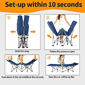 NESDCC Camping Cot with Mattress Comfortable and Sturdy Load up to 450LB Cots for Sleeping Camping Bed Folding Cot with Carry Bag for Home Office Outdoor Vacation