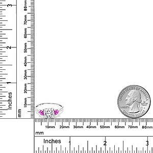 Gem Stone King 10K White Gold White Moissanite and Pink Created Sapphire 3-Stone Engagement Ring For Women (2.30 Cttw, 7MM Cushion and 4MM Trillion, Available In Size 5, 6, 7, 8, 9)