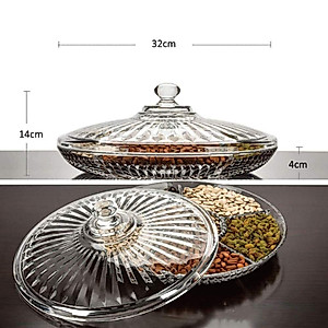 Modern Fruit basket with lid, Decoration Crystal glass Household dried fruit tray, Snack Salad tray, Candy box, Dried fruit Plate Display Stand -32 * 14 * 4cm