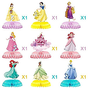 Ou Guan 9pack Disne Princess Party Honeycomb Centerpiece Table Decorations Disne Princess Theme Birthday Party Supplies