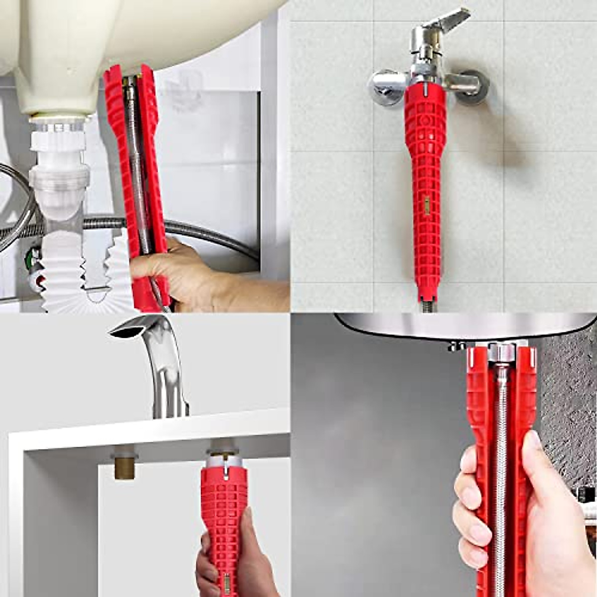 KFZDCG 14-in-1 Multifunctional Wrench Plumbing Tool, Faucet and Sink Wrench, Faucet and Sink Installer for Toilet Bowl, Sink, Bathroom, Kitchen Pipe and Tub Drain Removal
