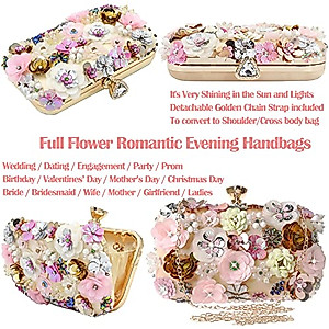 BBTT.ful Women Clutches Flower Evening Handbag Chain Strap Shoulder Bag handbag Wedding bag purse