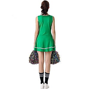 Women's Musical Uniform Fancy Dress Cheerleader Costume Outfit (Green)