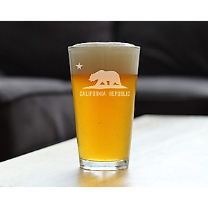 California Flag Pint Glass for Beer - State Themed Drinking Decor and Gifts for Californian Women & Men - 16 Oz Glasses