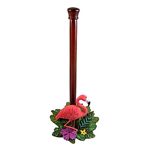 Tropical Flamingo and Palm Leaf Paper Towel Holder, 15 Inches