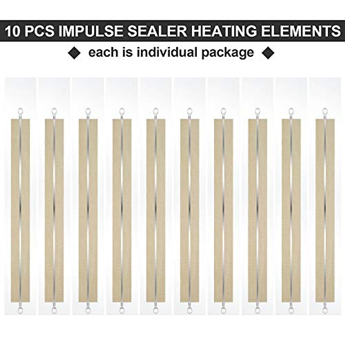Honoson 10 Pieces Impulse Sealer Spare Repair Parts Kit Heat Seal Strips Replacement Elements Heating Element Service Compatible with F-300, FS-300, PFS-300