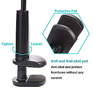 Royall Gooseneck Cell Phone Stand Holder, Tablet Holder for Desk Phone Mount Holder Clip with Grip Flexible Long Arm Gooseneck Bracket Mount Clamp for Desk, Compatible with ipad iPhone