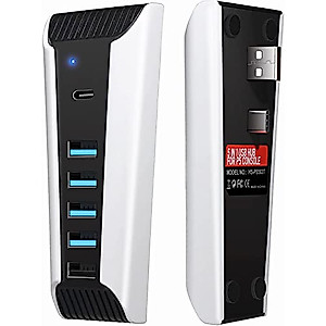 AQIDAP 5 Port USB Hub for PS5,USB High-Speed Expansion Hub Charger USB Extender Compatible with Playstation 5 Game Consolewith 4 USB + 1 USB Charging Port + 1 Type C Port