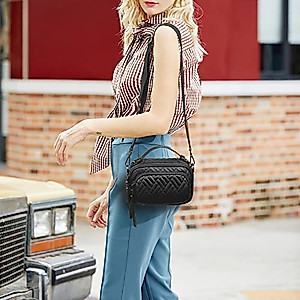 Small Crossbody Purses for Women PU Leather Quilted Cross Body Bag and Satchel Handbags with Top Handle