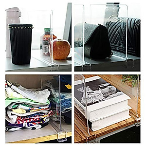 Hmdivor Clear Acrylic Shelf Dividers, Closets Shelf and Closet Separator for Organization in Bedroom, Kitchen and Office Shelves (6 Pack)