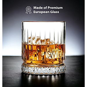 Biandeco Pink Whiskey Glasses, Lowball Rock Barware Set of 4, Colored Old Fashioned Tumbler with Heavy Base for Scotch, Bourbon, Liquor or Cocktail Drinking, 12 oz