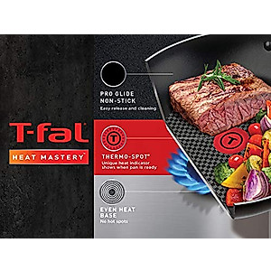 T-fal B039S264 Excite ProGlide Nonstick Thermo-Spot Heat Indicator Dishwasher Oven Safe 8 Inch and 10.5 Inch Fry Pan Cookware Set, 2-Piece, Rio Red