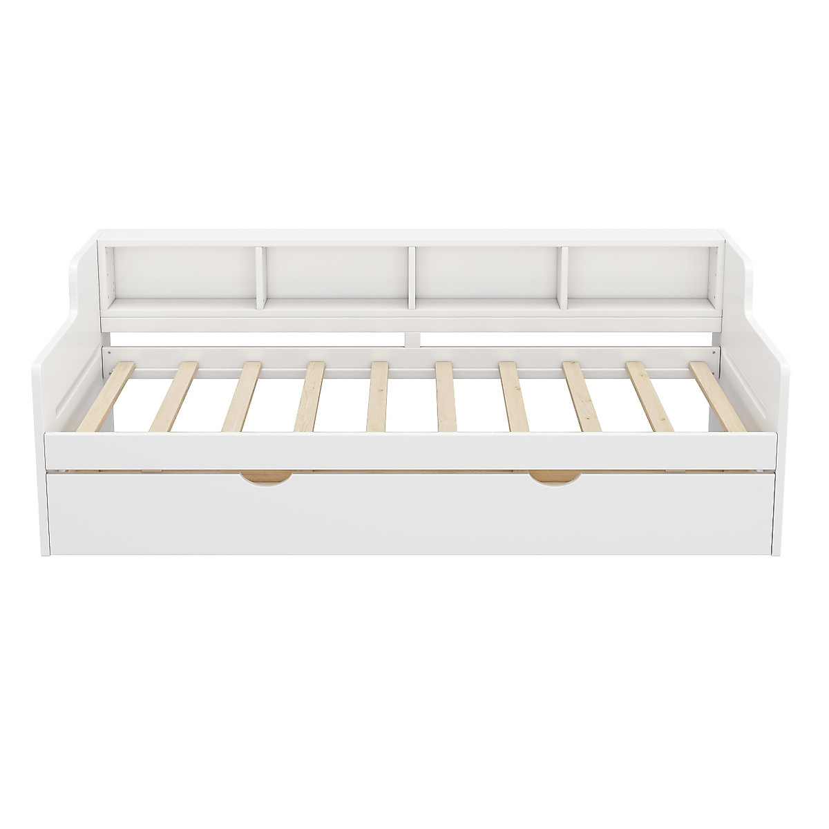 Harper & Bright Designs Twin Daybed Bed with Bookcase and 3 Drawers, Wooden Twin Size Captain Daybed with Storage,Space Saving Twin Bed Frame for Girls Boys,White