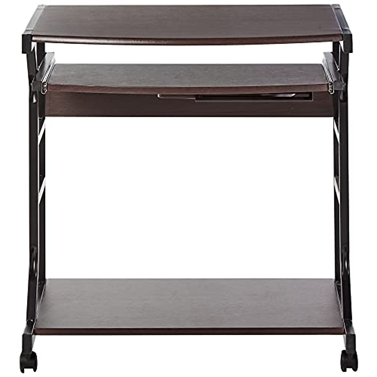 Target Marketing Systems Berkeley Mobile Desk with Pull Out Keyboard Tray and Lockable Wheels, Modern Rolling Laptop Table Ideal for Working from Home, 27.5", Espresso