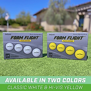 GoSports Foam Flight Practice Golf Balls - Pack of 24 Limited Flight Training Balls -Choose Between Classic White or Hi-Vis Yellow